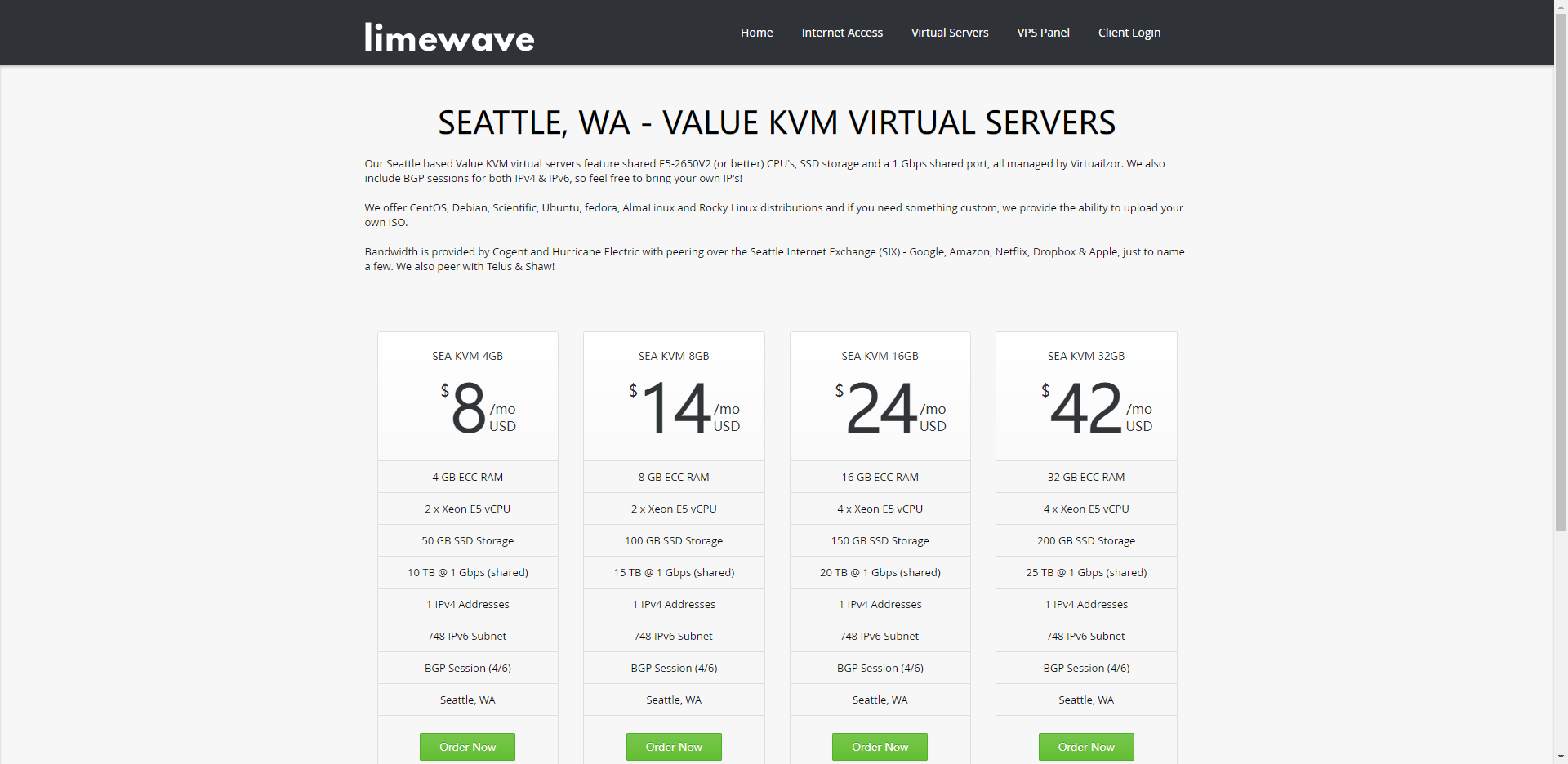 limewave：西雅图VPS，$12.96/年，1G内存/1核/15gSSD/3T流量-VPS推荐-神马VPS