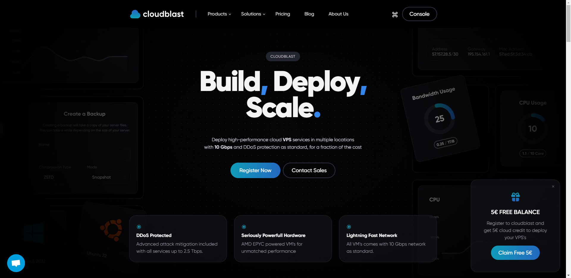 cloudblast：€3.6/月的荷兰VPS，3G内存/1核(AMD)/20gNVMe/10T流量/10Gbps带宽/2.5Tbps高防-VPS推荐-神马VPS